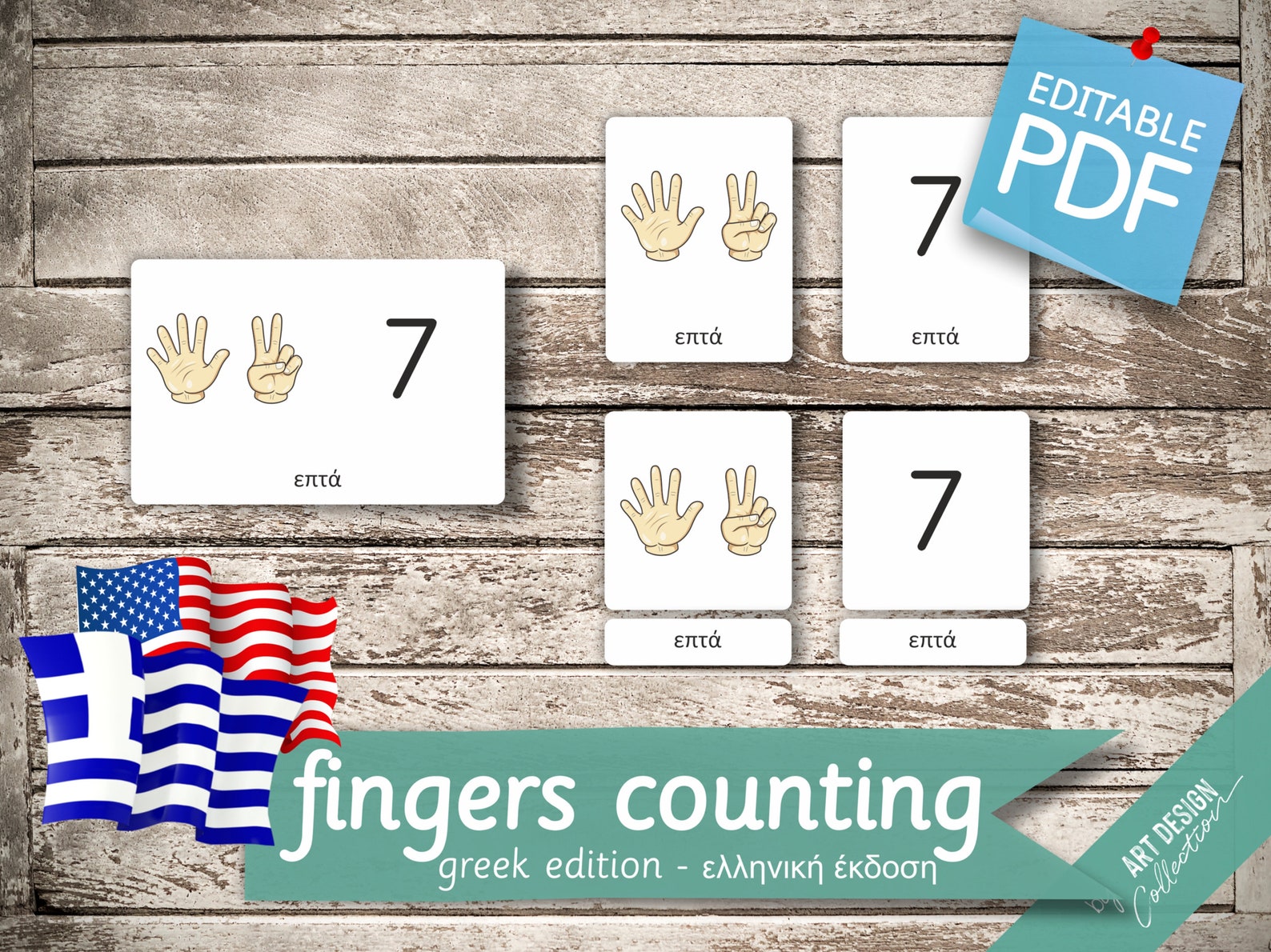 FINGERS COUNTING GREEK Edition • 39 Greek and 39 English Editable ...