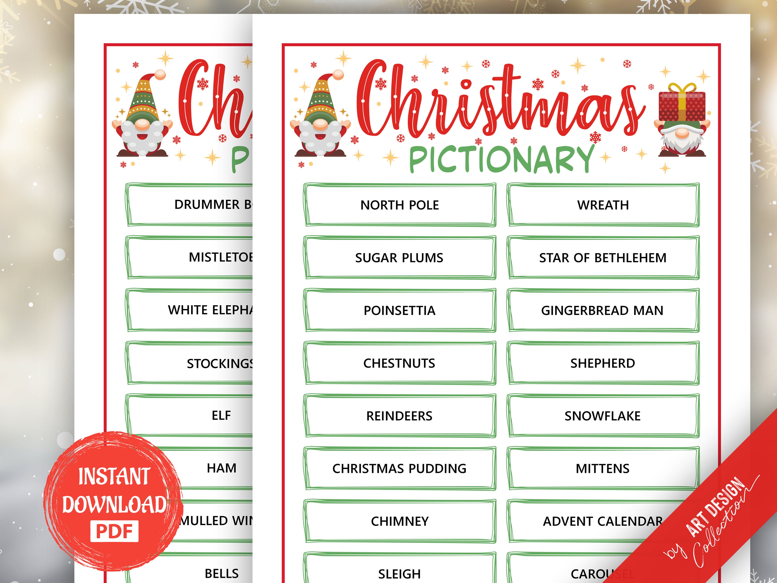 Christmas Pictionary Words