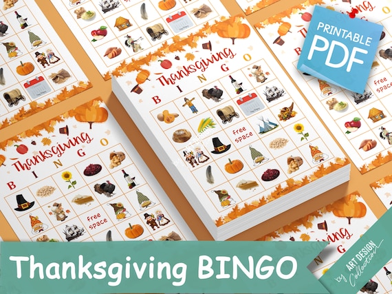 THANKSGIVING BINGO 30 Printable Cards Christmas Game | Etsy