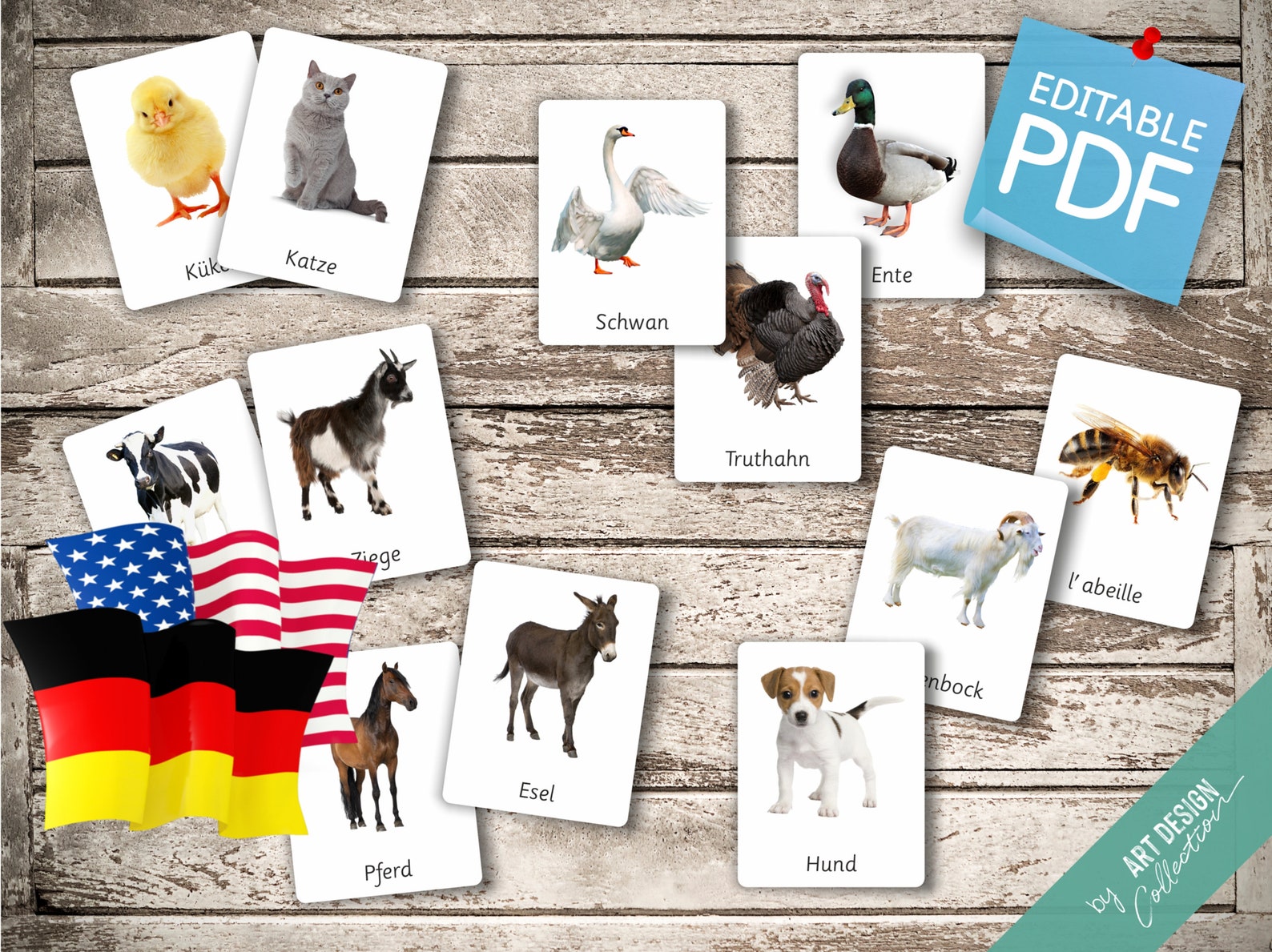 FARM ANIMALS GERMAN Edition 22 German and 22 English | Etsy