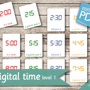 BUNDLE "telling TIME - Digital Time" • 384 Editable Montessori Cards ...