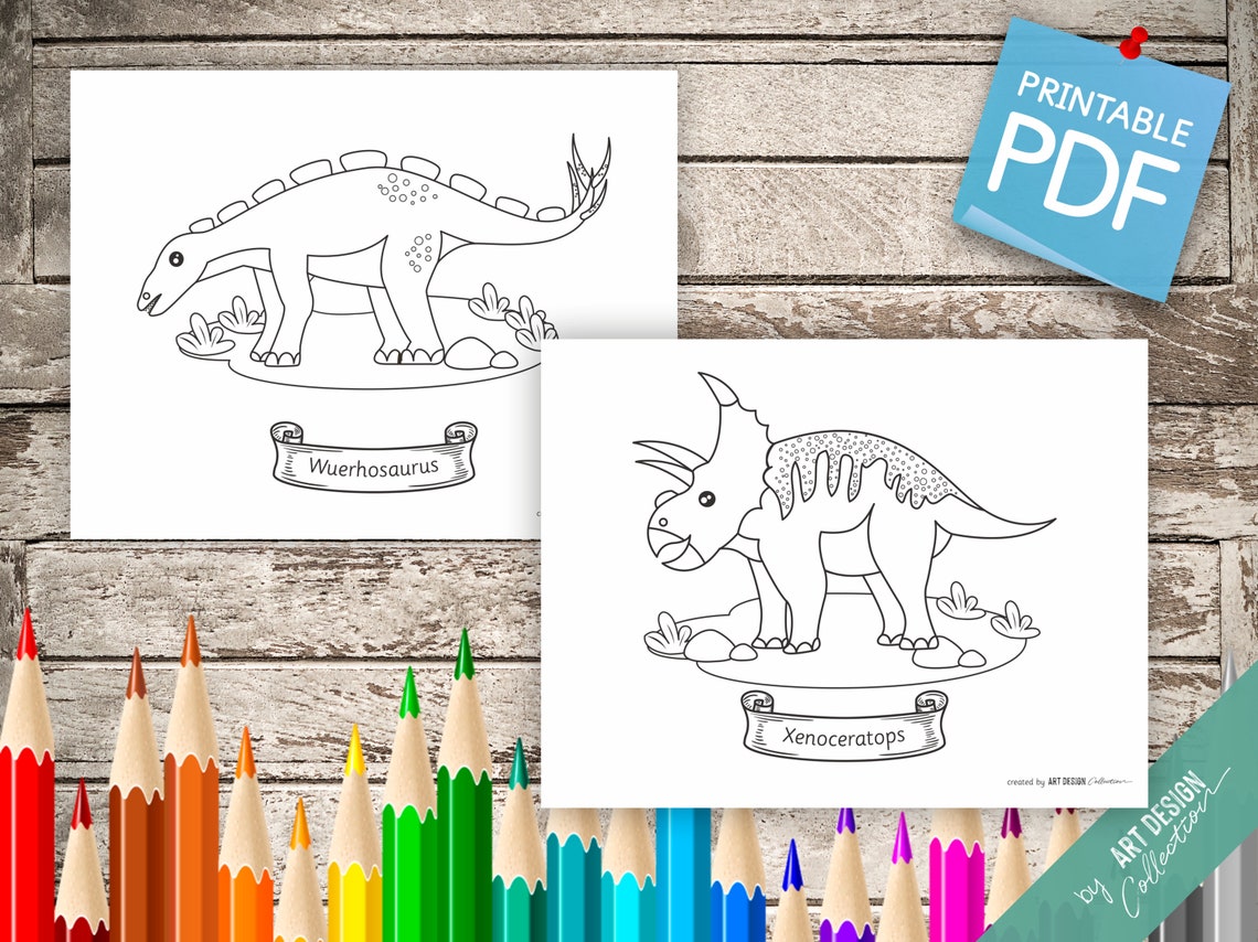 COLORING DINOSAURS 25 Printable Dinosaurs Flash Cards - Etsy