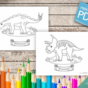 COLORING DINOSAURS 25 Printable Dinosaurs Flash Cards Nomenclature ...