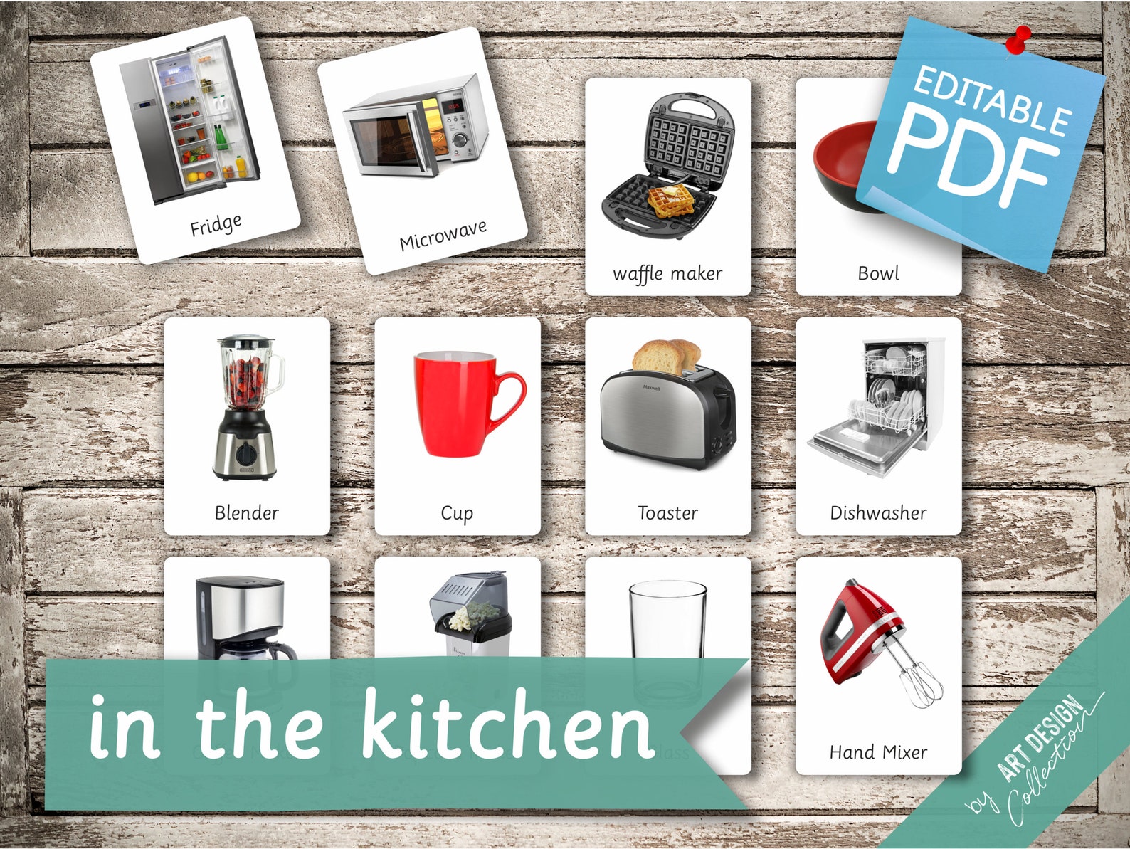 IN THE KITCHEN (real Pictures) • 52 Editable Montessori Cards • Flash ...