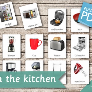 IN THE KITCHEN (real Pictures) • 52 Editable Montessori Cards • Flash ...