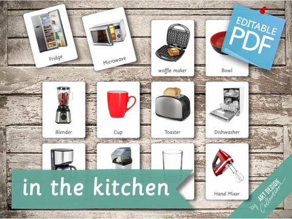 IN THE KITCHEN real Pictures 52 Editable Montessori Cards | Etsy