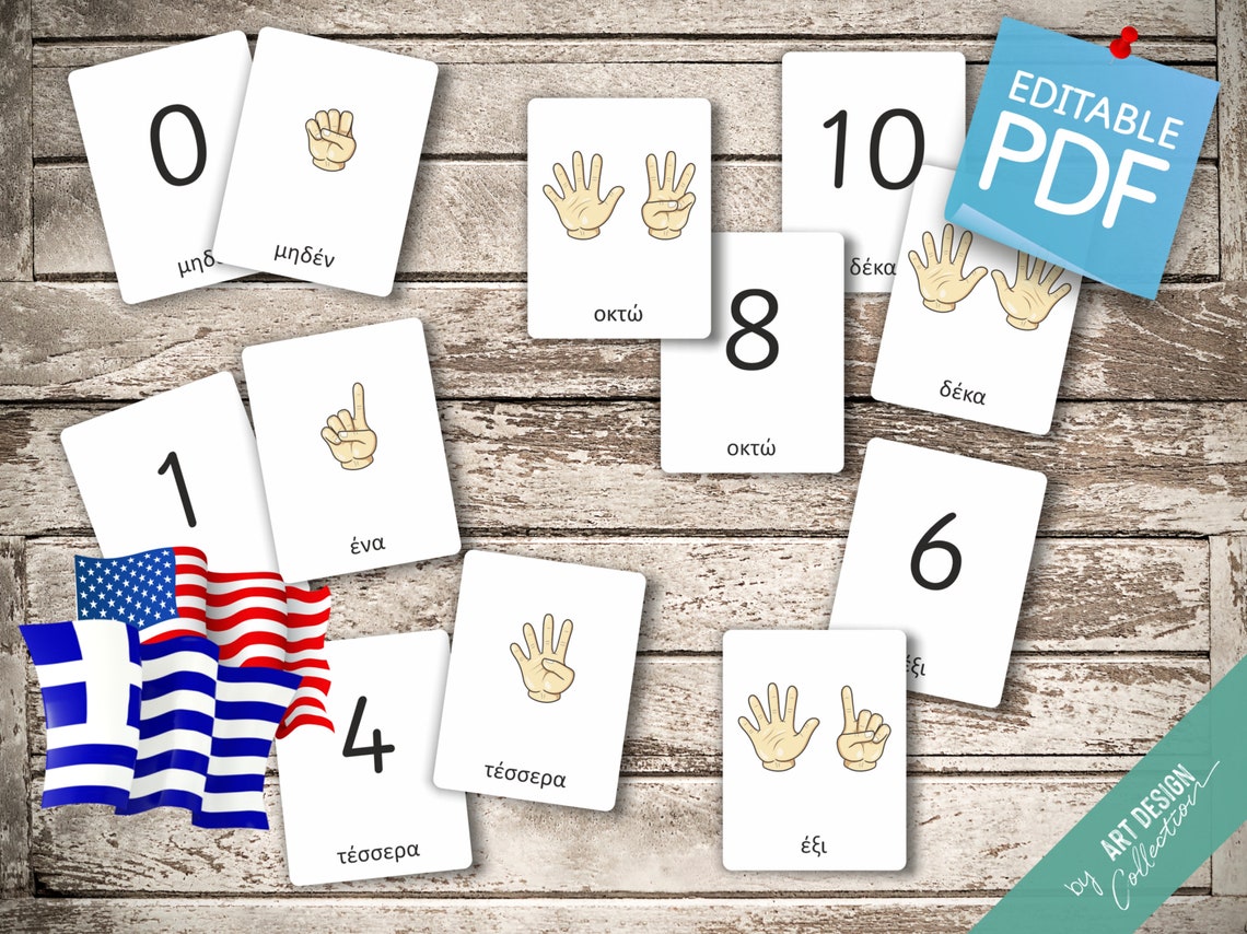 FINGERS COUNTING GREEK Edition • 39 Greek and 39 English Editable ...