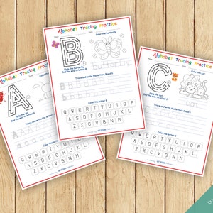 Alphabet Tracing Practice Busy Book Printable Preschool Activity ...