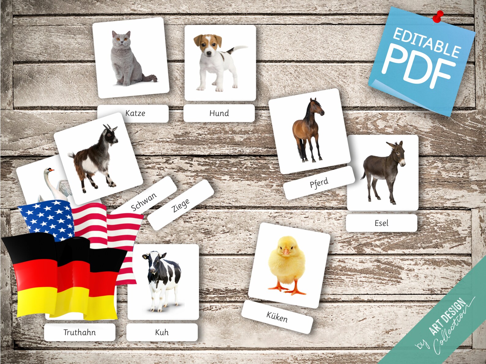 FARM ANIMALS GERMAN Edition 22 German and 22 English - Etsy