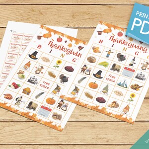 THANKSGIVING BINGO • 30 Printable Cards • Christmas Game Holiday Bingo ...