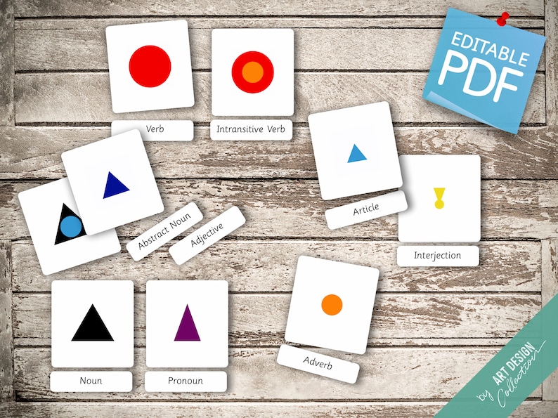 GRAMMAR SYMBOLS • 20 Editable Montessori Cards • Flash Cards ...