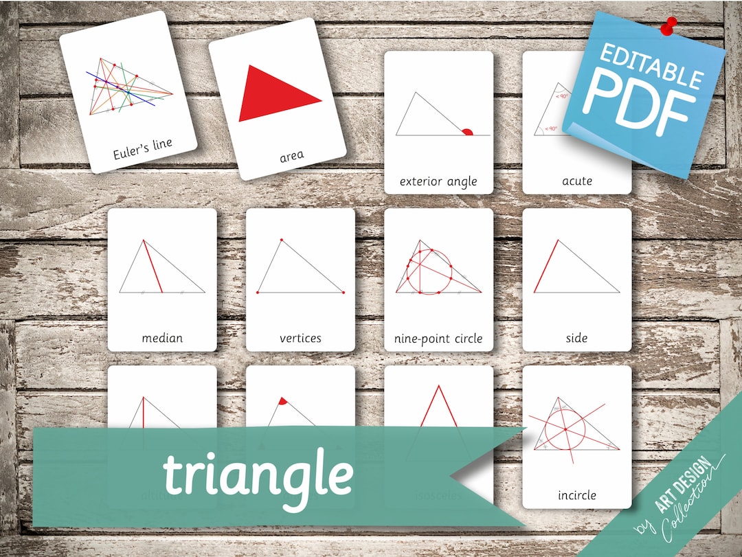 TRIANGLE • 25 Editable Montessori Cards • Flash Cards Nomenclature ...