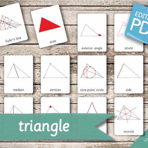 TRIANGLE 25 Editable Montessori Cards Flash Cards | Etsy