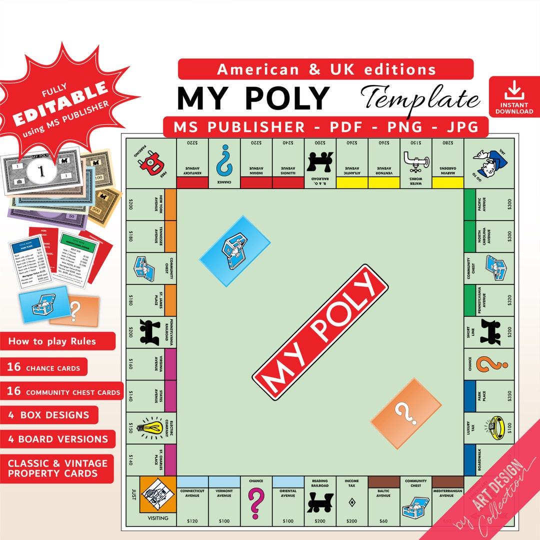 Free Editable Monopoly Board Template - FREE Printables Free Editable Monopoly Board Template - FREE Printables