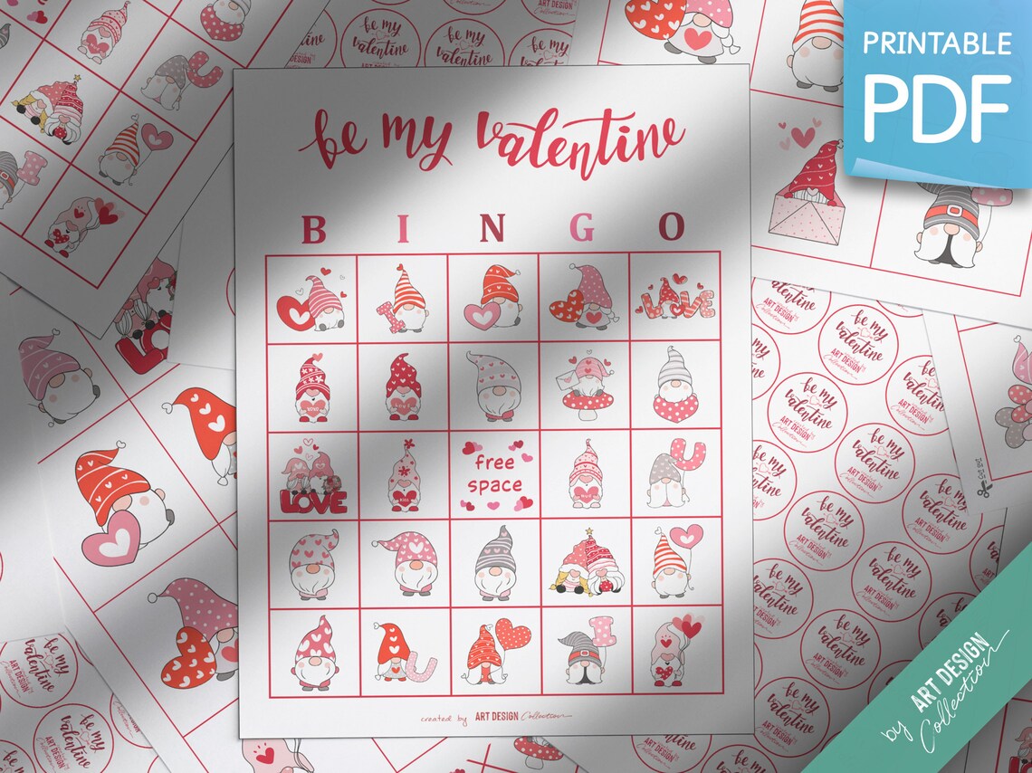 Be My Valentine BINGO 40 Printable Cards Love Game Holiday | Etsy