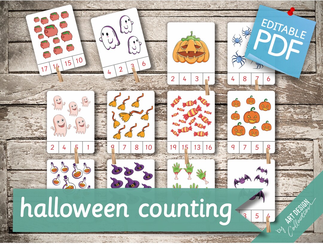 HALLOWEEN COUNTING • 20 Editable Montessori Cards • Flash Cards ...