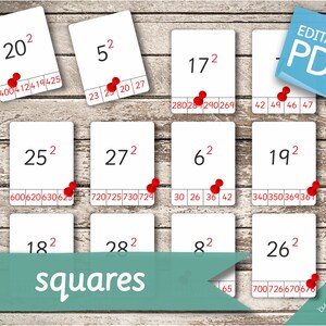 SQUARES Math • Montessori Cards • 32 Flash Cards Nomenclature ...