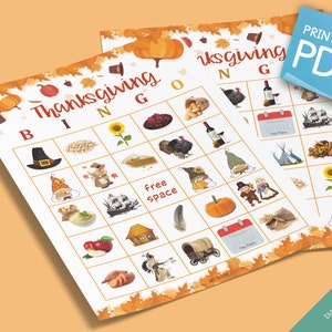 THANKSGIVING BINGO • 30 Printable Cards • Christmas Game Holiday Bingo ...