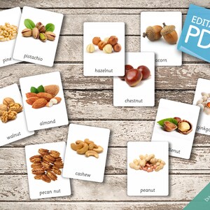 NUTS (real Pictures) • 22 Editable Montessori Cards • Flash Cards ...