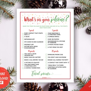 CHRISTMAS What's on Your Phone? Game • Christmas Game Holiday Christmas ...