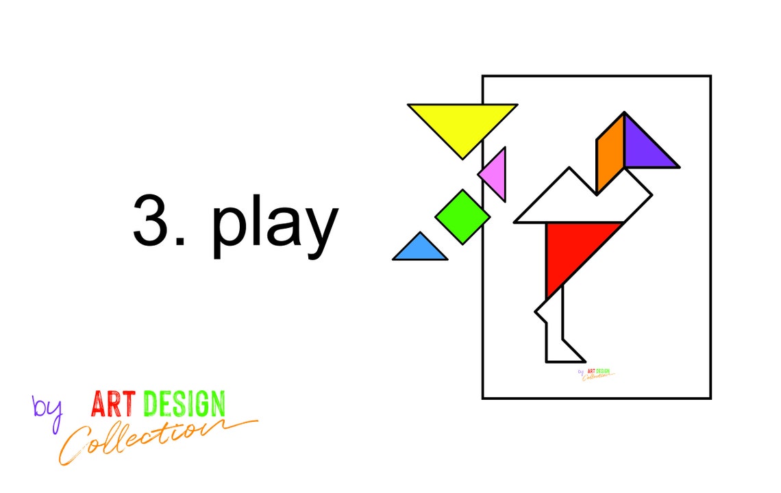 Tangram Animal Cards Montessori Learning Game Tangram Puzzle | Etsy