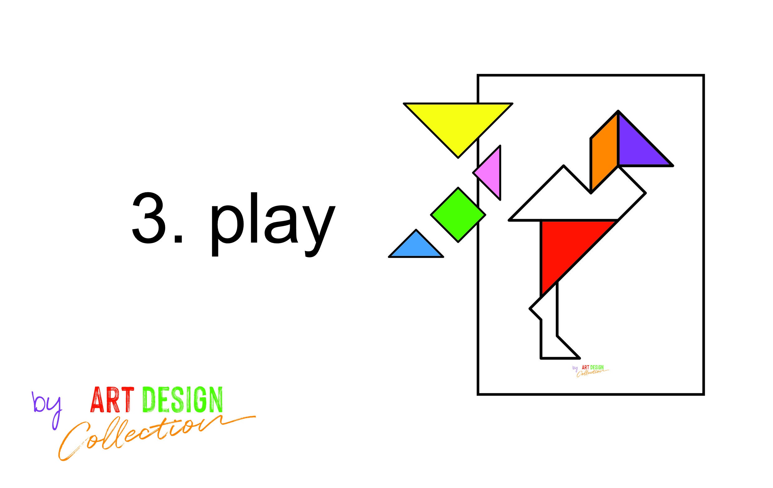 Tangram Animal Cards Montessori Learning Game Tangram Puzzle | Etsy