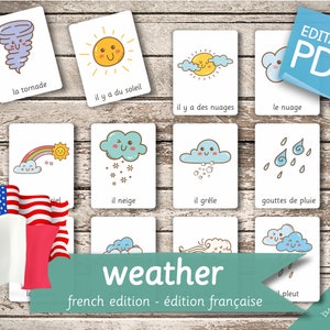 WEATHER FRENCH Edition • 26 French and 26 English Editable Montessori ...