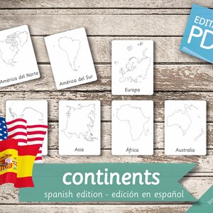 CONTINENTS of the WORLD SPANISH Edition • 8+8+8 Spanish and English ...