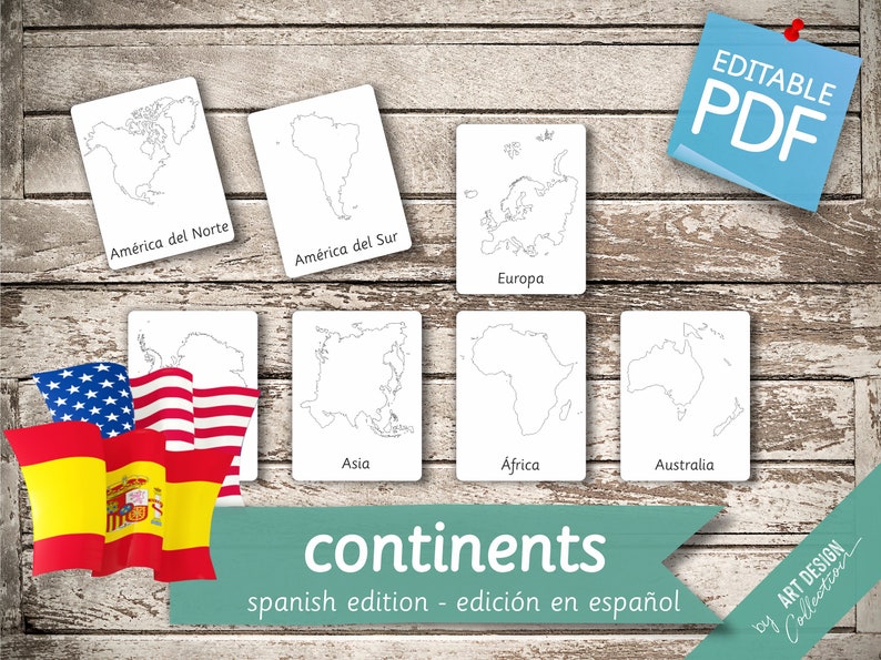 CONTINENTS of the WORLD SPANISH Edition 888 Spanish and - Etsy
