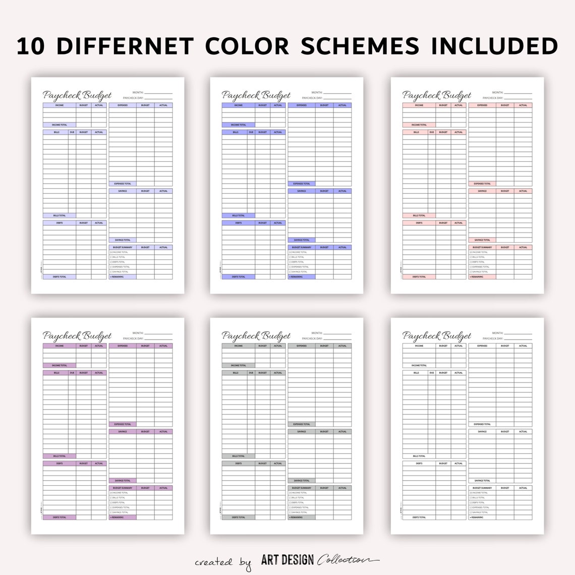 EDITABLE PAYCHECK BUDGET Planner Digital Planner Planner - Etsy