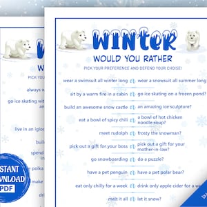WINTER WOULD You RATHER Game • Christmas Game Holiday Christmas Party ...