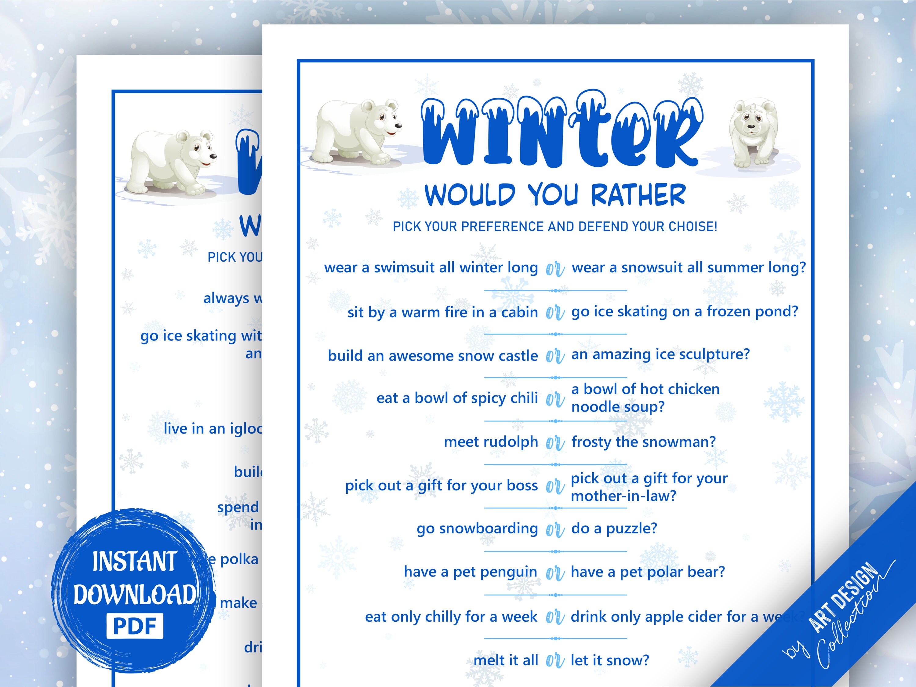 WINTER WOULD You RATHER Game • Christmas Game Holiday Christmas Party ...
