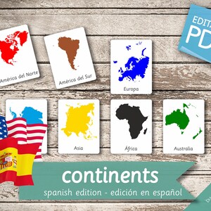 CONTINENTS of the WORLD SPANISH Edition • 8+8+8 Spanish and English ...