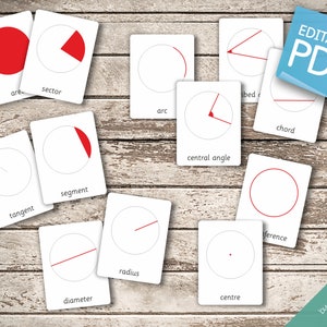 CIRCLE • 14 Editable Montessori Cards • Flash Cards Nomenclature ...