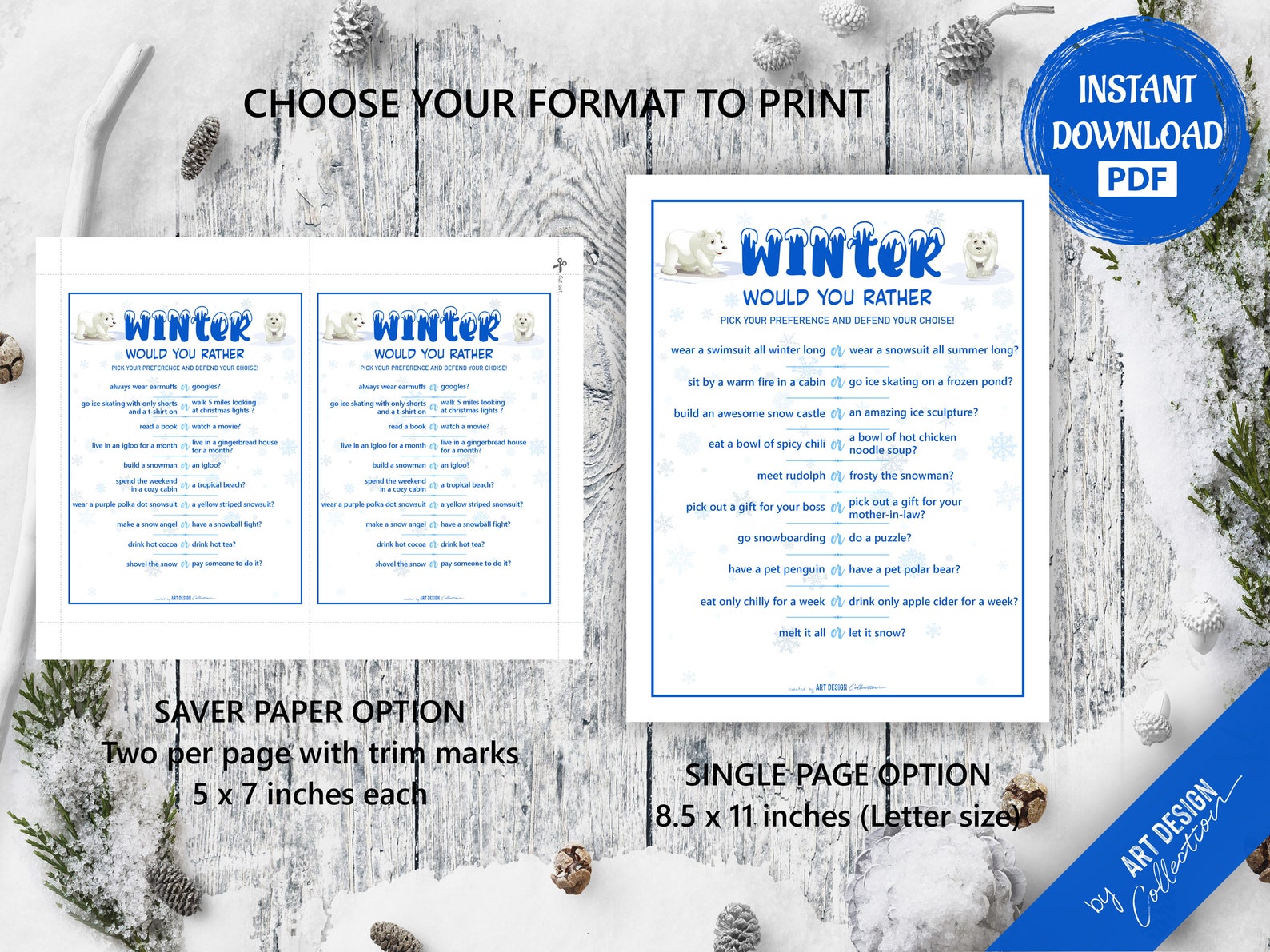 WINTER WOULD You RATHER Game • Christmas Game Holiday Christmas Party ...