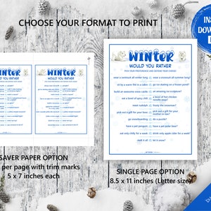 WINTER WOULD You RATHER Game • Christmas Game Holiday Christmas Party ...