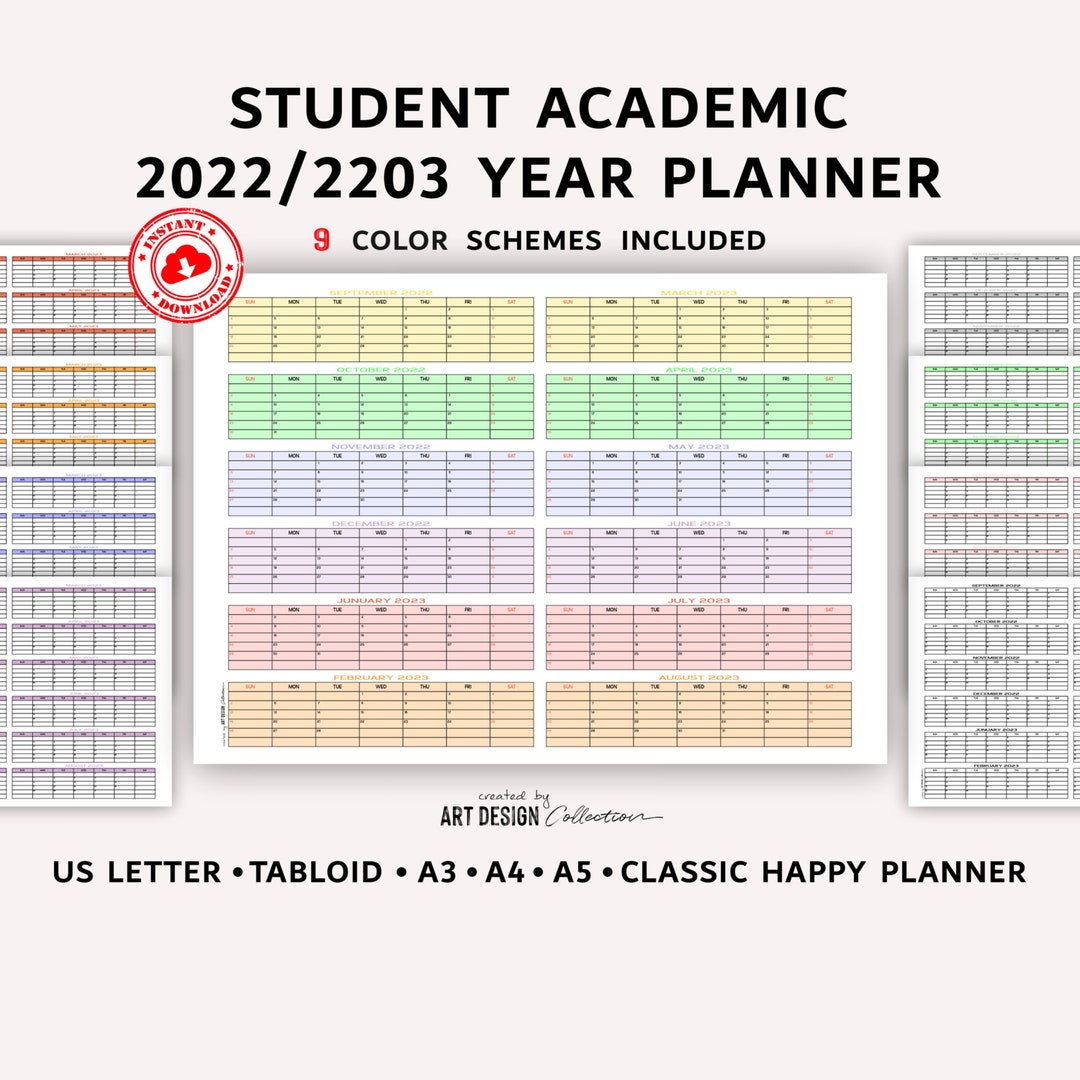 Student Academic 2022|2023 Year Planner, Digital Landscape Planner ...