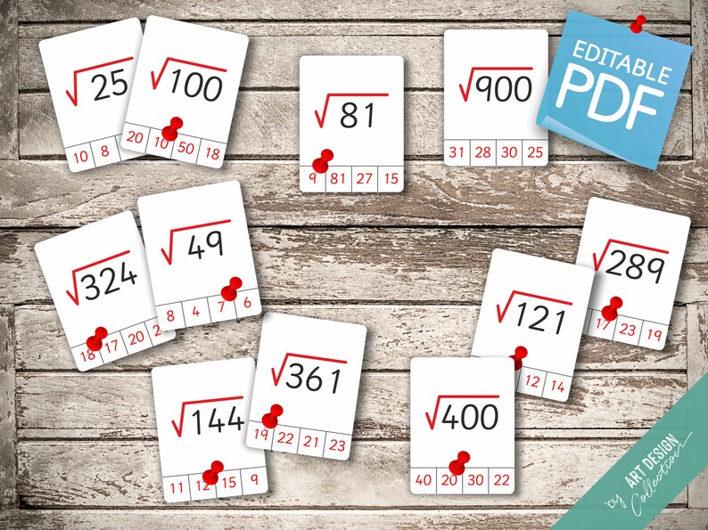 SQUARE ROOTS Math 32 Montessori Cards Flash Cards - Etsy