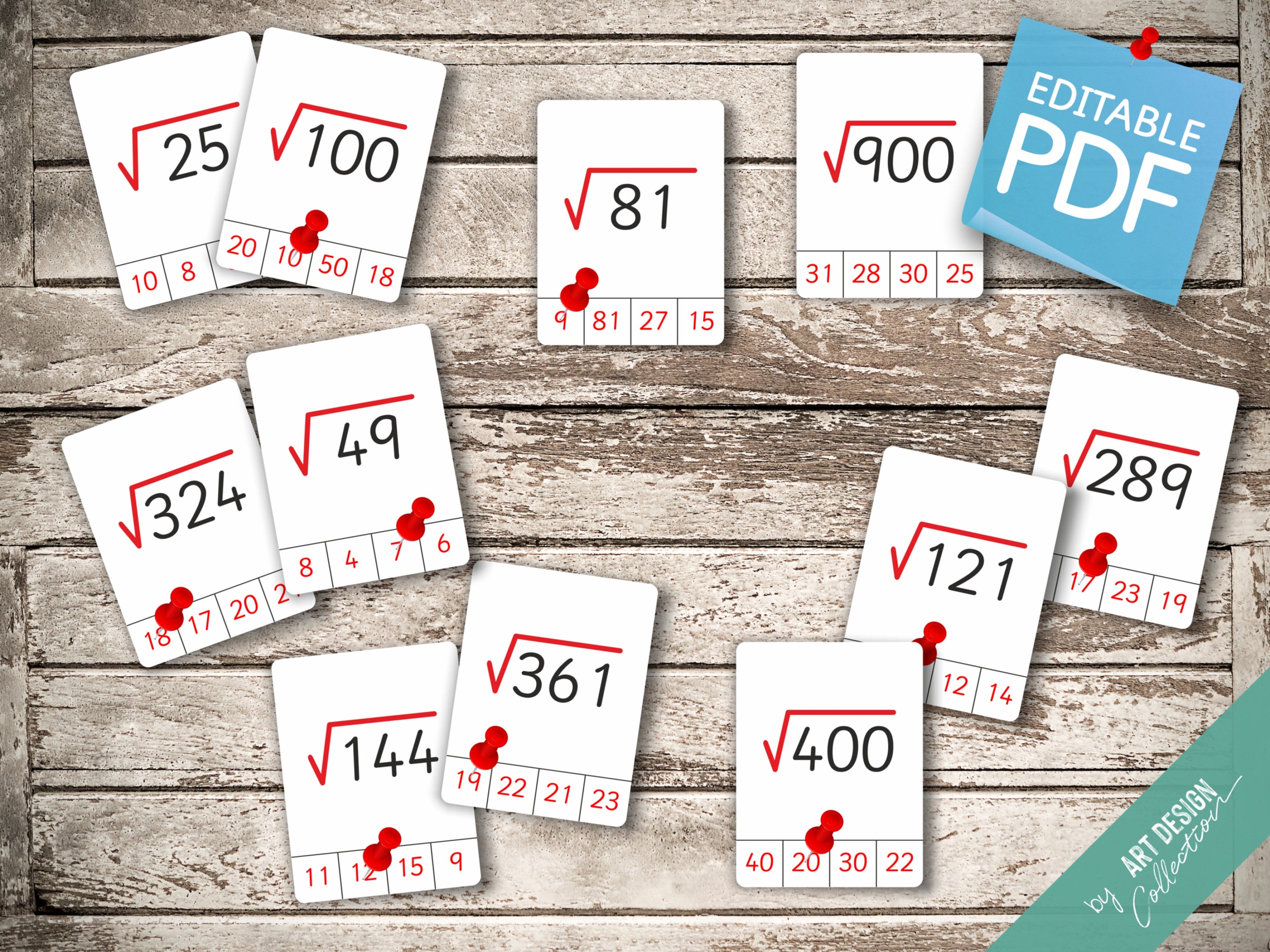 SQUARE ROOTS Math • 32 Montessori Cards • Flash Cards Nomenclature ...