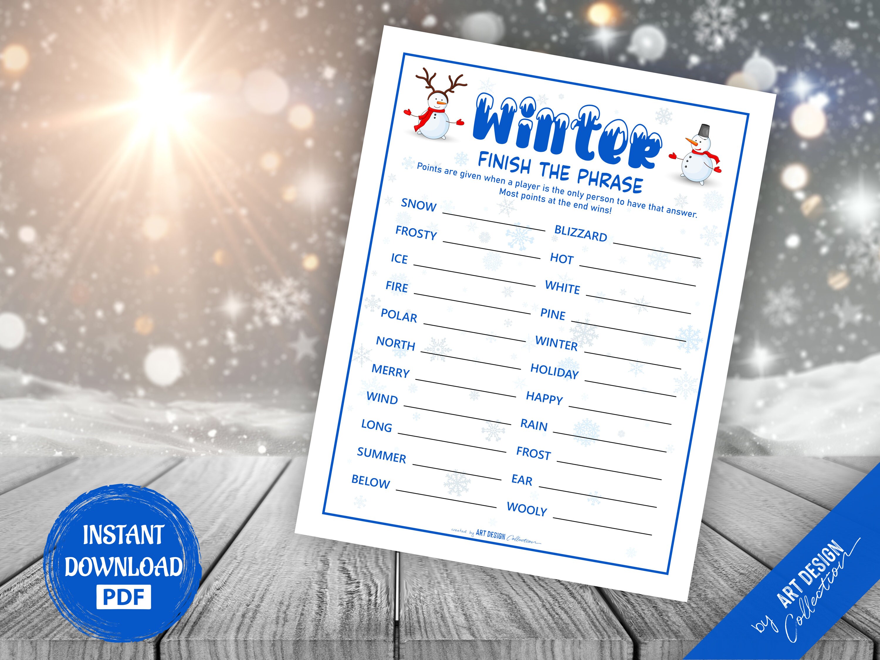 WINTER FINISH the PHRASE Game • Christmas Game Holiday Christmas Party ...