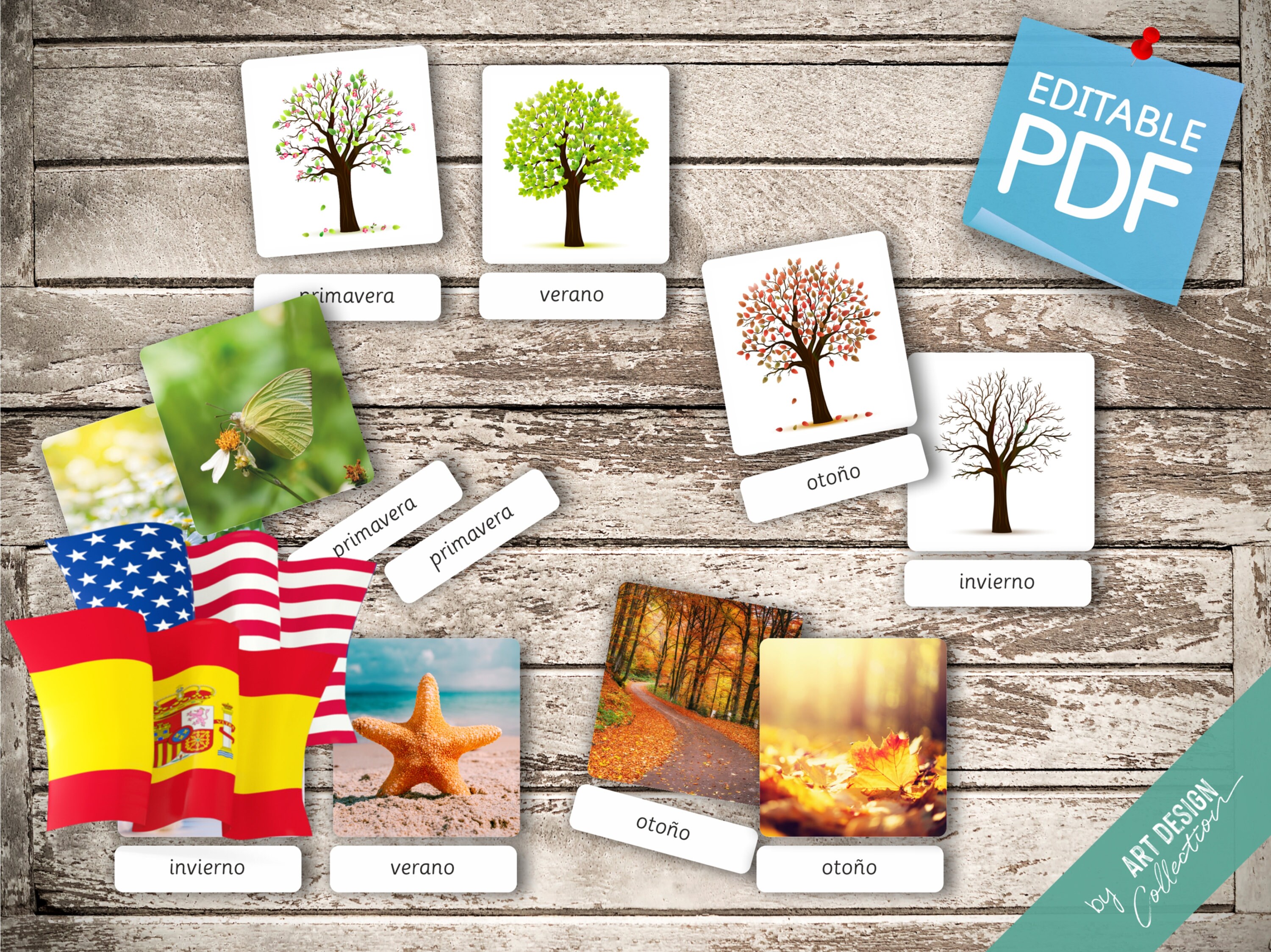 4 SEASONS SPANISH Edition 36 Spanish and 36 English Editable - Etsy UK