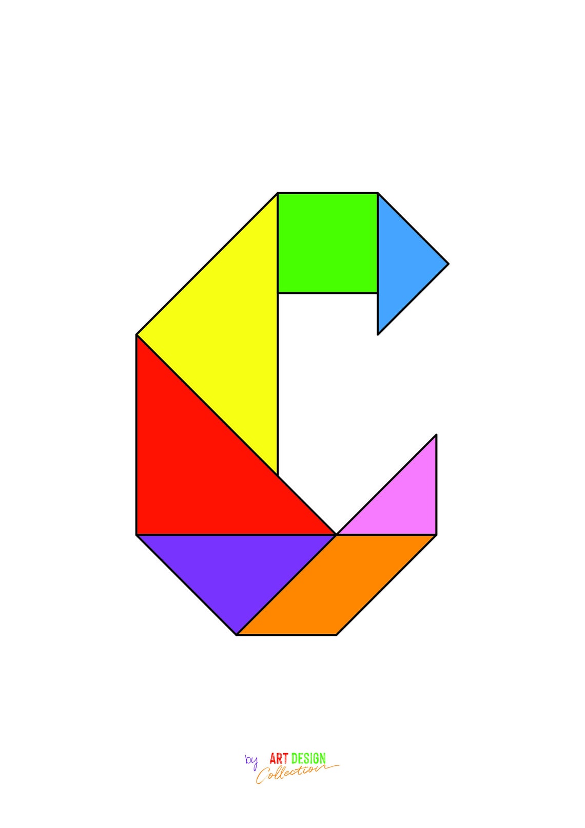 Tangram Alphabet Cards Montessori Learning Game Tangram | Etsy