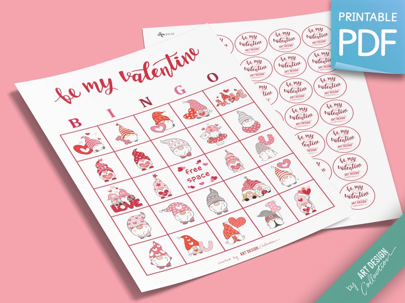 Be My Valentine BINGO • 40 Printable Cards • Love Game Holiday Bingo ...