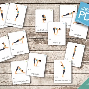 SUN SALUTATION Yoga Poses (part A, B, C) • 42 Editable Montessori Cards ...