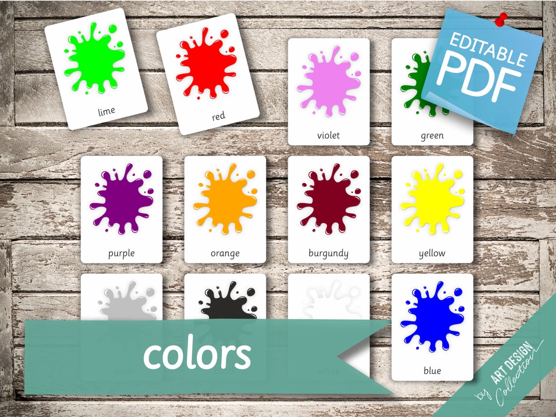COLORS 20 Editable Montessori Cards Flash Cards - Etsy