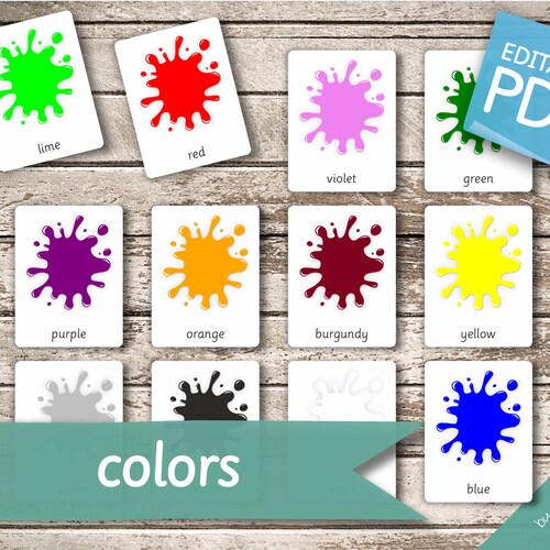 COLORS 20 Editable Montessori Cards Flash Cards - Etsy