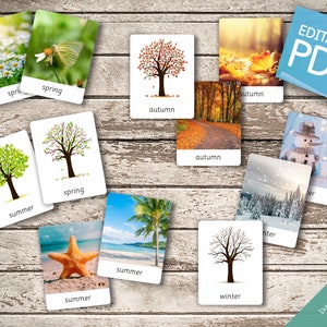 4 SEASONS • 36 Editable Montessori Cards • Flash Cards Nomenclature ...