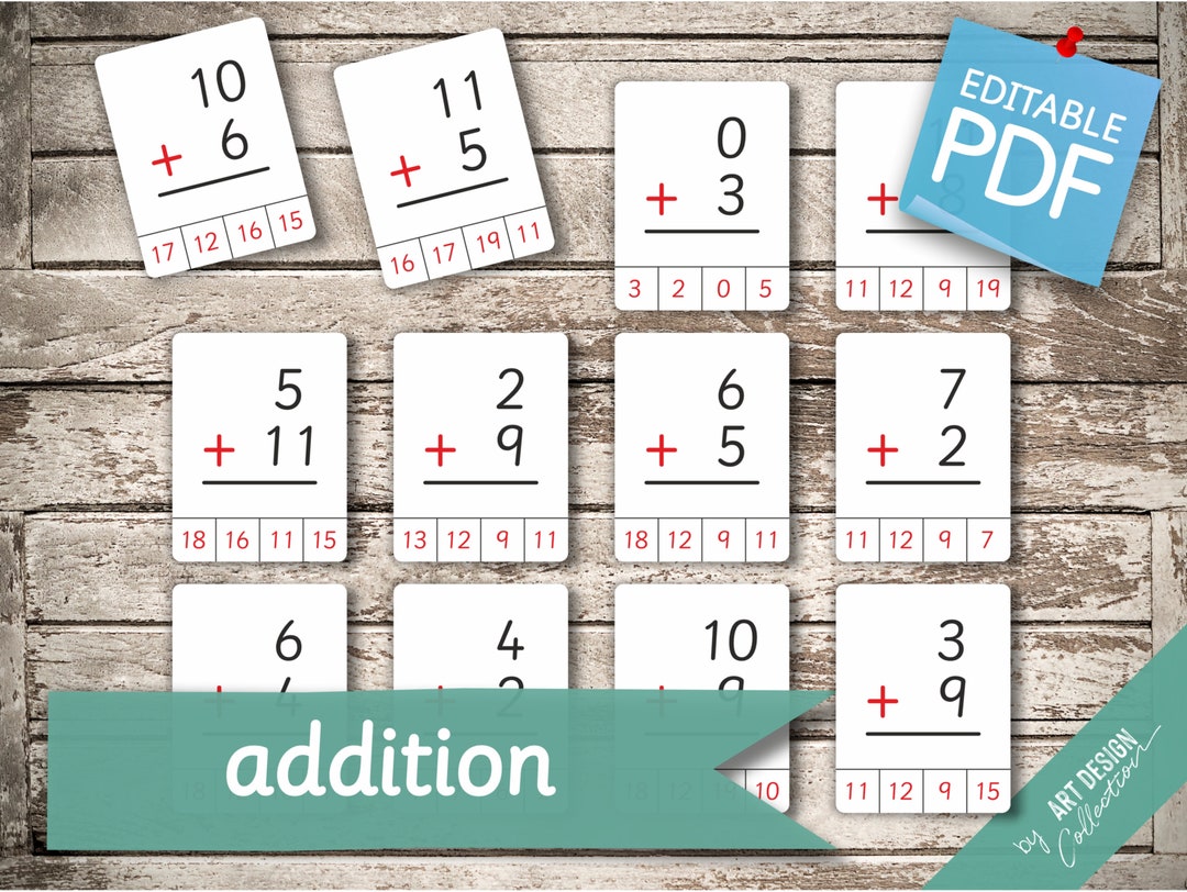 ADDITION Math • 169 Montessori Cards • Flash Cards Nomenclature ...