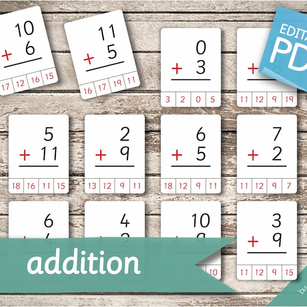 Printable Addition Flash Cards - Etsy