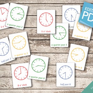 TELLING TIME (level 1) • 48 Editable Montessori Cards • Time Flash ...